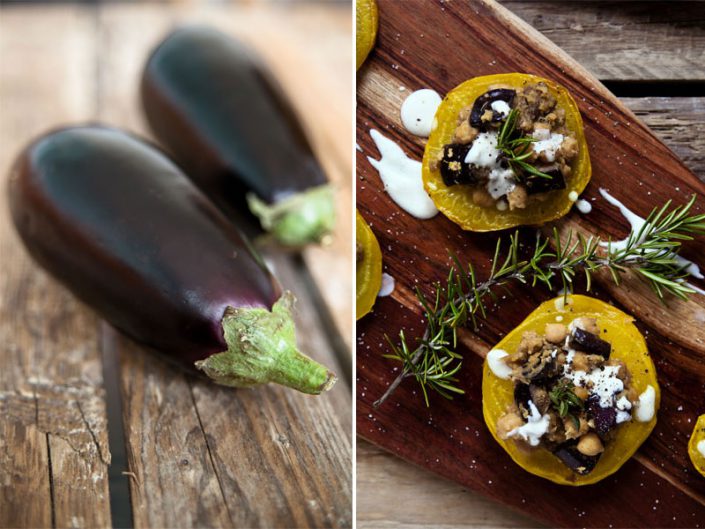 Gelbe Aubergine Zubereitung